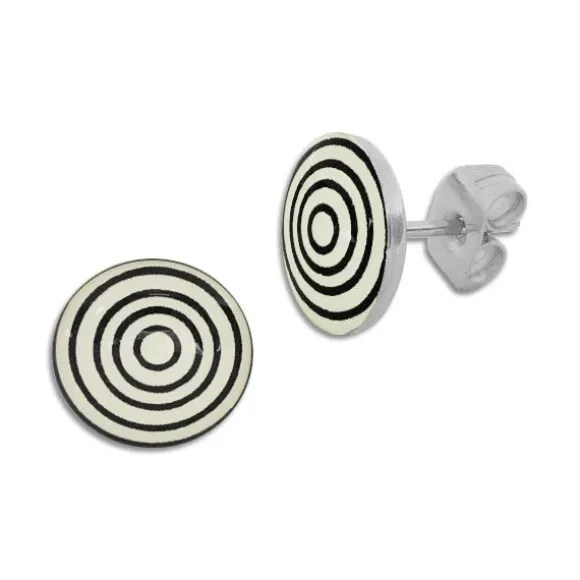 Runde Ohrstecker Zielscheibe Kreise 10 mm Edelstahl - Elfen-Schmuck
