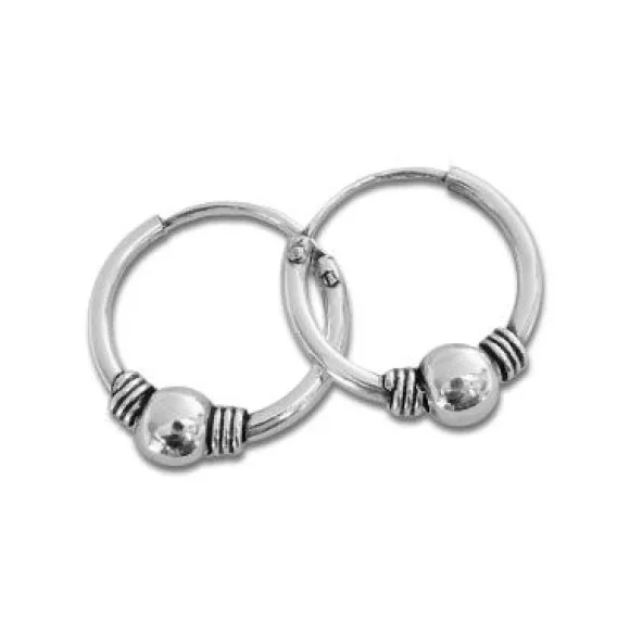 Gothiccreolen mit Kugel 925 Silber 12 mm - Elfen-Schmuck